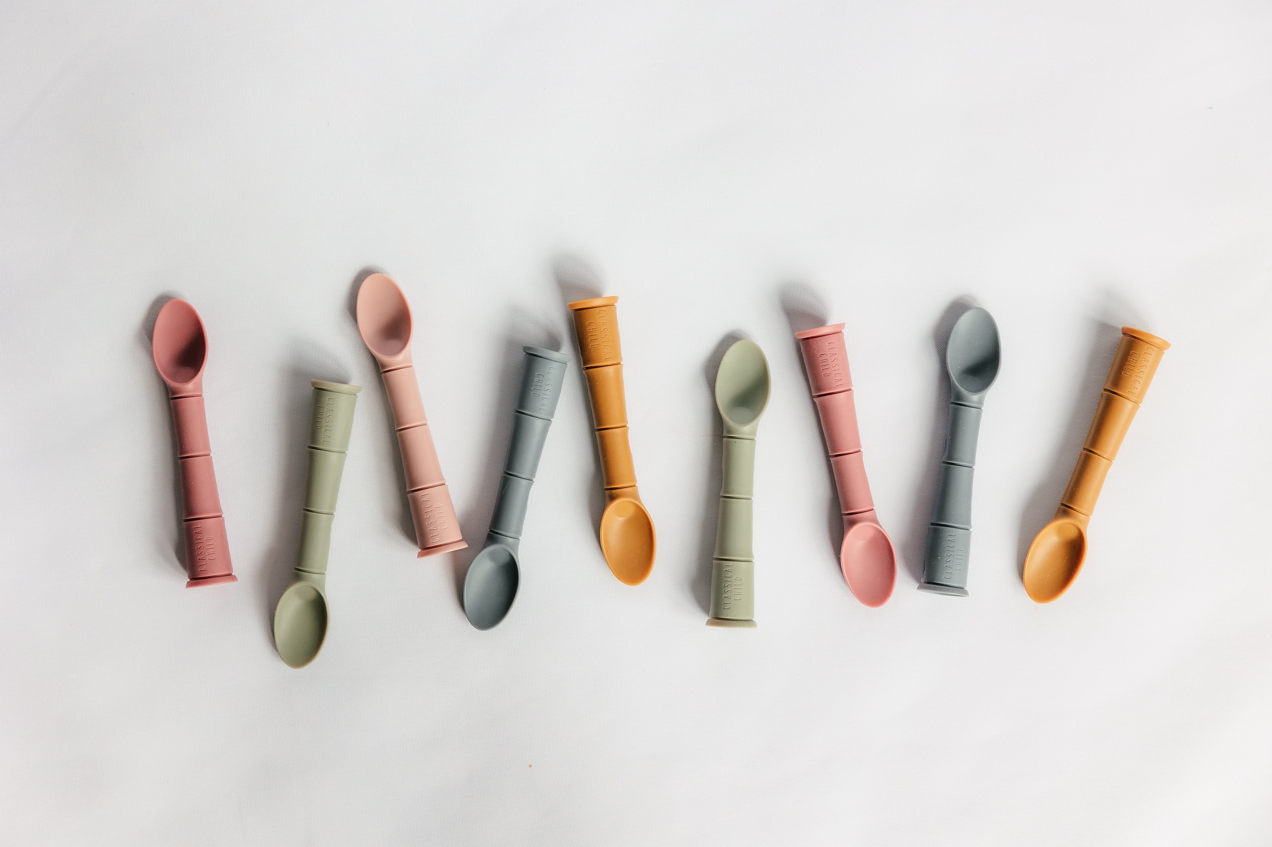 Linen Silicone Beginner Baby Spoon 2 Pack – Classical Child