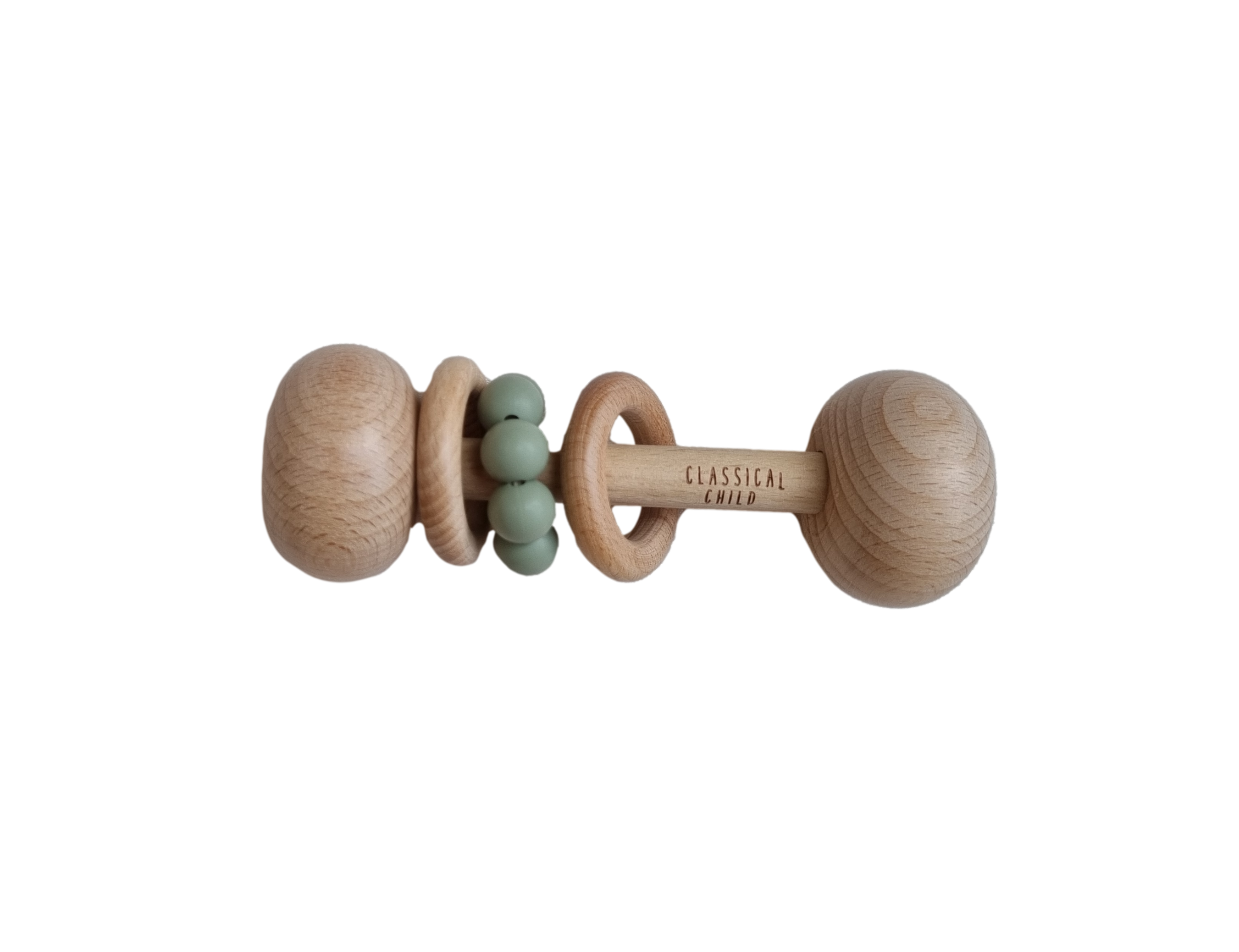 Beech & Silicone Rattle Sage – Classical Child