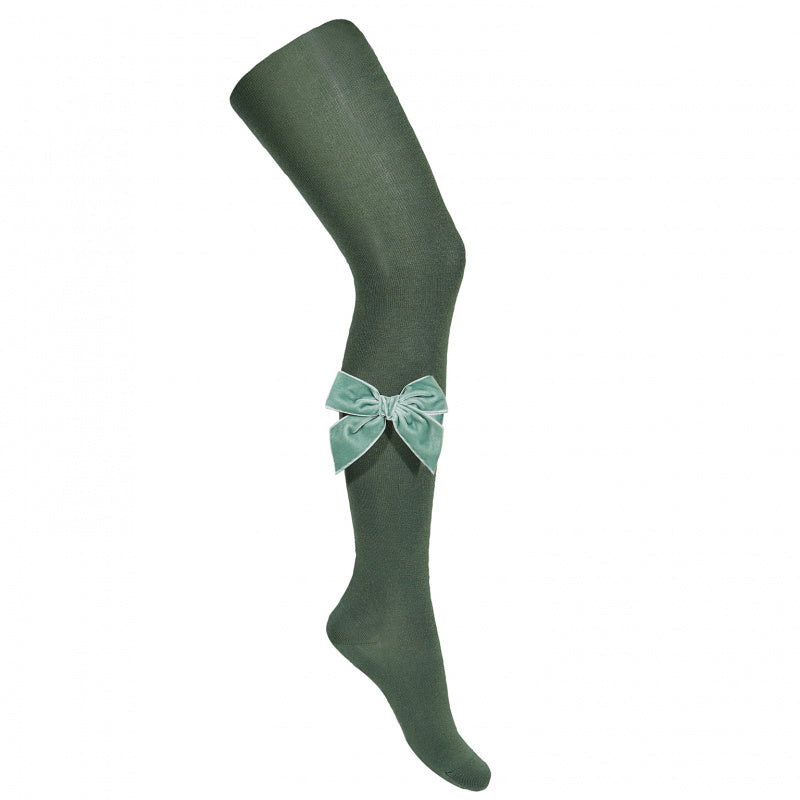 Moss Velvet Bow Tights – Classical Child